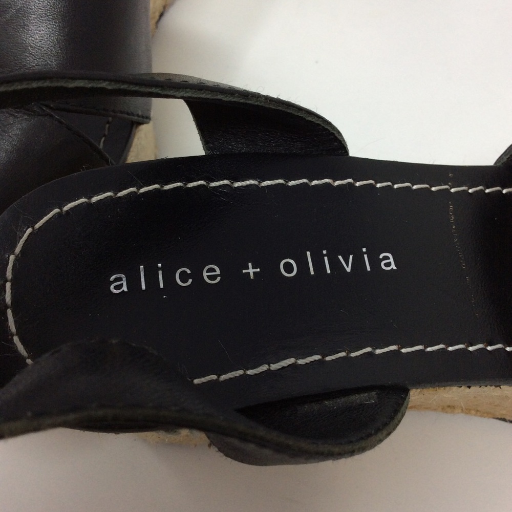 Alice + Olivia Roberta Leather Espadrille Wedge - 8.5 - Gem